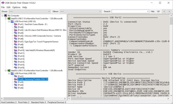 How To Check Usb Port Version And Device Speed On Windows Usb Device Tree Viewer Binarytides