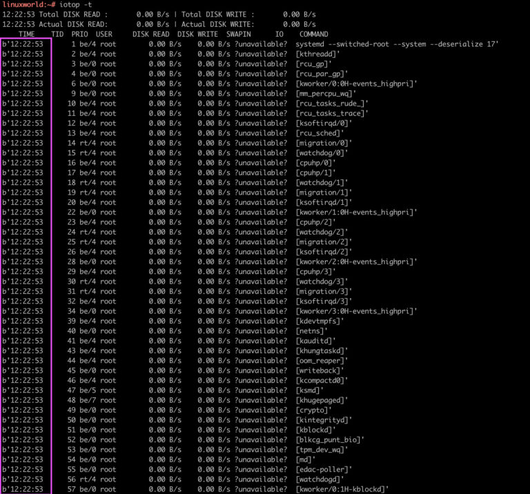 Examples of "iotop" command in Linux - Monitor disk input/output per ...