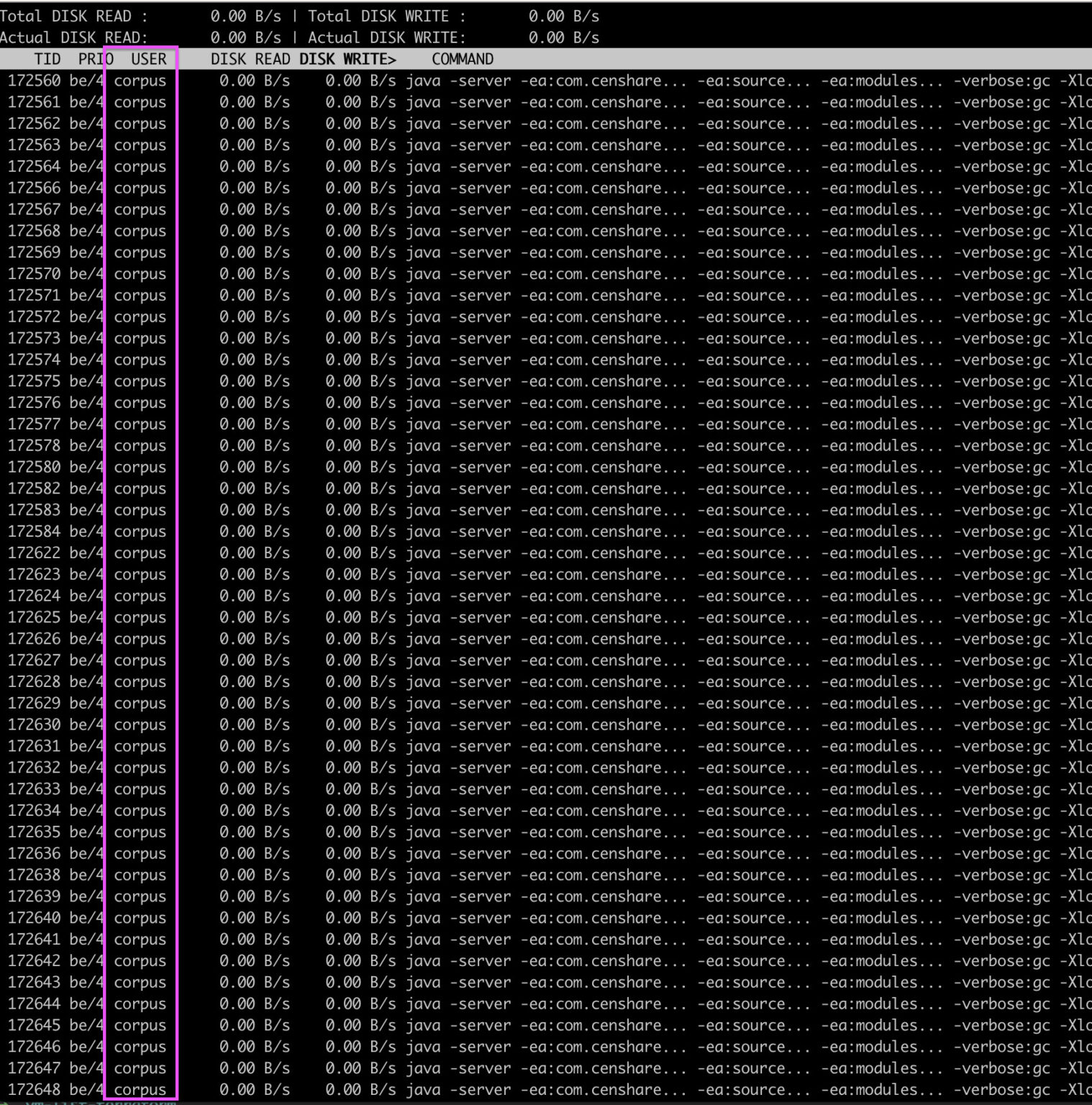 Examples of "iotop" command in Linux - Monitor disk input/output per process - BinaryTides